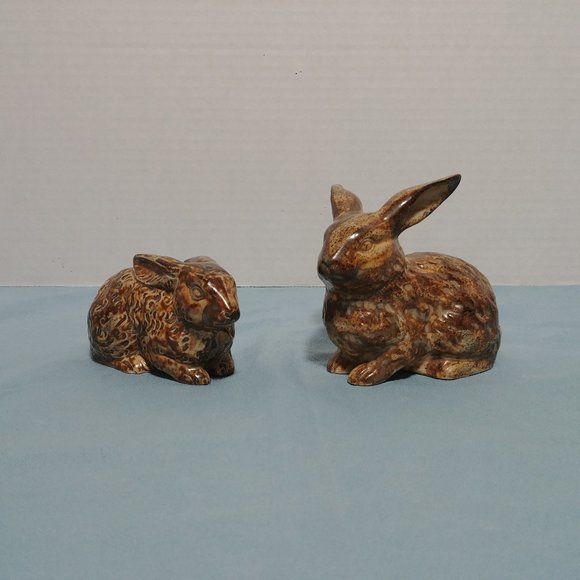 Wony | Accents | Ceramic Brown Rabbit Figurines Bunny Bunnies Japan ...